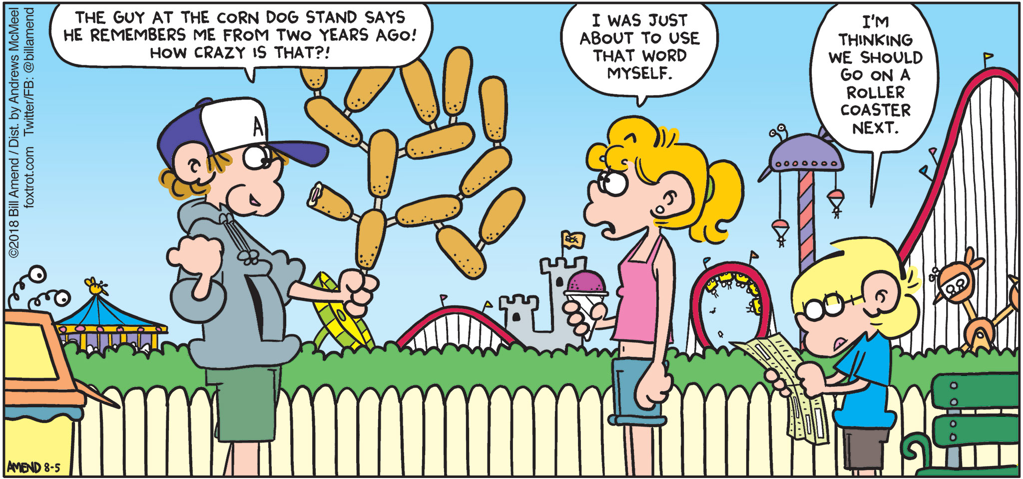 "Corn Dog Amusement" | Summer | FoxTrot Comics by Bill Amend