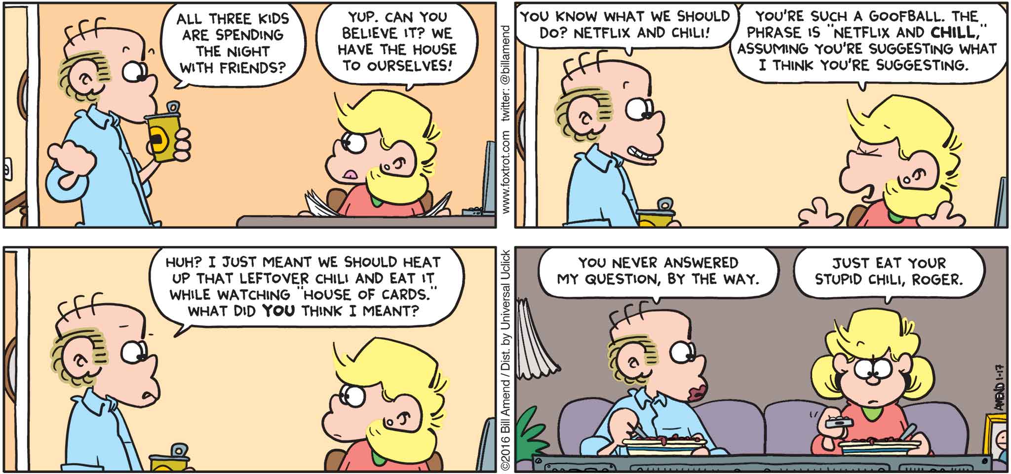 "Netflix and Chili" | FoxTrot Comics by Bill Amend